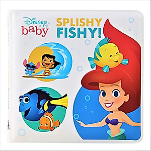 Disney Baby Moana, Little Mermaid, Finding Nemo and More!- Splishy Fishy! Waterproof Bath Book / Bath Toy - PI Kids