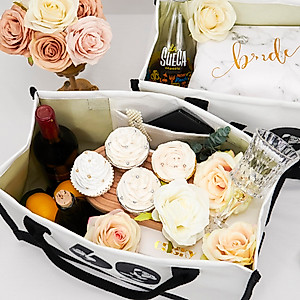 Crisky 60th Birthday Gifts for Women Canvas Tote Beach Bag 60 & Fabulous with Ribbon for Wife/Sister/Mom/Aunt/Friends,17" x 12" x 7"