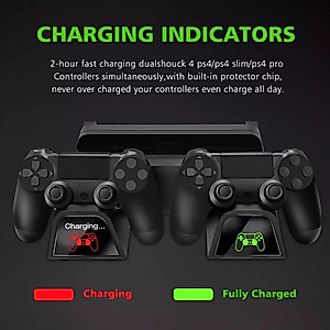 navor Multifunctional Cooling Stand Compatible with PS4/ PS4 Slim/ PS4 Pro, Vertical Cooler Fan and Controller Charging Station with LED Indicators, Dock Stand with 12 Pieces Games Storage
