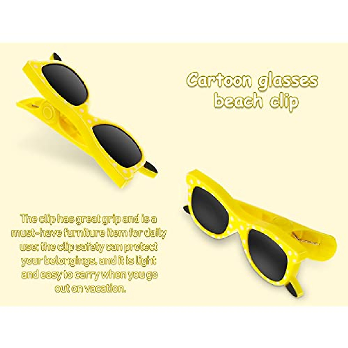 4 Pieces Beach Towel Windproof Clips for Beach Chairs Patio and Pool Accessories Cartoon Glasses Cocktail Glasses Towel Clips Funny Decorative Clothespins for Home