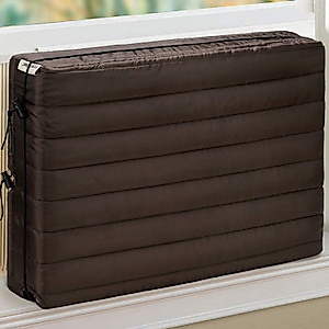 FORSPARK Indoor Air Conditioner Cover, AC Covers for Inside with Free Drawstring, 25 x 18 x 3.5 inches (L x H x D) -Brown