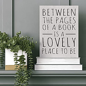 Barnyard Designs 'Between the Pages' Wooden Box Sign Motivational Desk Decor, Primitive Decor Office Desk Decorations for Women Office Bathroom Shelf Decor, Inspirational Desk Decor, 8x6
