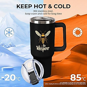 Bee Whisperer Insulated Tumblers with Handle Stainless Steel Coffee Mug Funny Travel Cup with Lid Straw 40oz