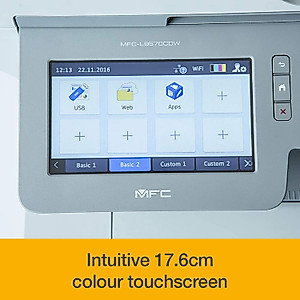 Brother Color MFC-L9570CDW All-in-One Wireless Business Laser Printer, White - Print Copy Scan Fax - 7" Touchscreen, 33 ppm, 600 x 2400 dpi, Auto Duplex Printing, 80-Sheet ADF, NFC+, USB, Ethernet