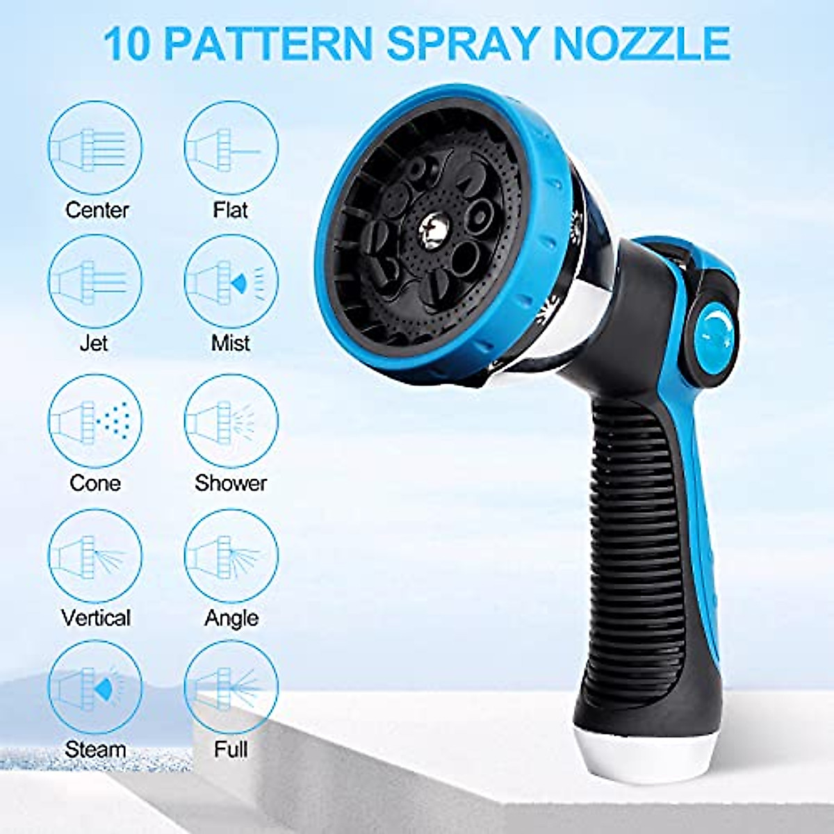 Vitley Expandable Garden Hose 100ft with 10 Function Spray Nozzle, Leakproof Flexible Water Hose Design,with foam pot, Solid Brass Connectors，Retractable Hose Expands 3 Times, Easy Storage and Usage.