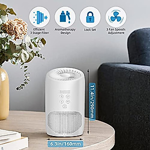 HEPA Air Purifiers for Home Bedroom, Smoke Air Cleaner with Fragrance Sponge, Lock Set, 99.9% Effective, Ultra Quiet HEPA Air Purifiers for Dust, Odor, Pet Dander
