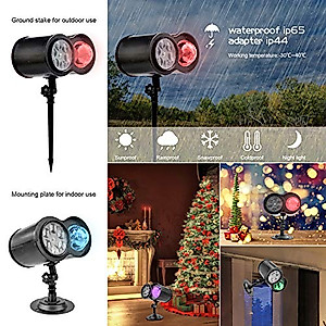 Christmas Projector Lights, Updated No Slide 2-in-1 Ocean Wave Projector Light with 14 Moving Christmas Patterns Waterproof Indoor Outdoor Landscape Lighting for Xmas Holiday Decor