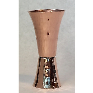 Sertodo Copper Double Sided Jigger, 1 oz and 2 oz Measured Shots, Hand Hammered 100% Pure Copper, Single