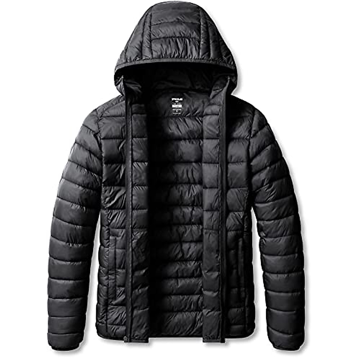 TSLA Men's Lightweight Packable Accent Puffer Jacket, Water-Resistant Winter Jackets, Hoodie Jacket Black, X-Large