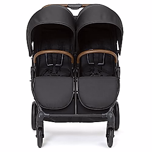 Delta Children Cruzer Double Stroller – Lightweight Side by Side with Reclining Seats, Extendable Canopies and Flat Fold, Black