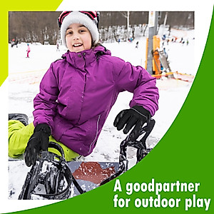 Newcotte USB Heated Gloves Electric Winter Gloves for Kids and Baby Snow Ski Gloves Waterproof Warm Gloves Boys Cold Weather Gloves (Black, 7-10 Years)