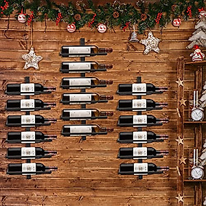 YALINKA Wall Mounted Wine Rack Holds 12 Bottles, Adjustable Separable Black Metal Hanging Wine Bottle Holder Holds 6 Bottles, Liquor Bottle Display Shelf for Kitchen Pantry Bar Wine Cellar