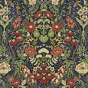 Livebor Floral Peel and Stick Wallpaper Vintage Floral Contact Paper 15.7inchx118.1inch Boho Floral Removable Wallpaper Peel and Stick Dark Floral Textured Paper Self Adhesive Wallpaper for Cabinets