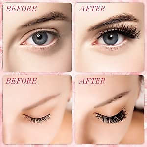 EARLLER Magnetic Eyelashes with Eyeliner Kit,10 Pairs Natural Look False Lashes with Applicator - Easy to Apply and No Glue Needed, 3D & 5D Reusable Short and Long Eyelashes Set