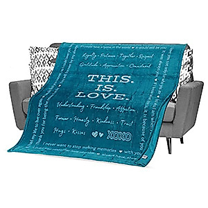 FILO ESTILO This is Love Blanket, Wife Gifts from Husband, Fiance Gifts for Her, Anniversary Wedding Gifts for Couple, Unique Snuggly Throw Blanket, 60x50 Inches (Teal)