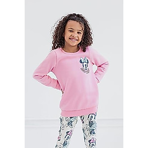Disney Minnie Mouse Little Girls Pullover Sweatshirt & Leggings & Scrunchie pink/white 7-8