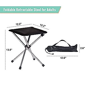 KOKSRY Camping Stool,Small Folding Chair,13.8" Stainless Steel Compact Lightweight Backpacking Stool with Carry Bag