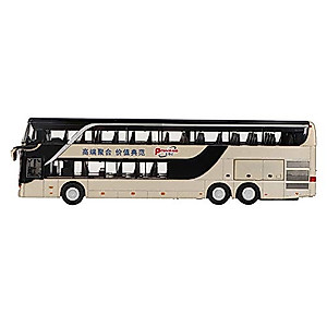 FECAMOS Electric Bus Toy 1:32 Alloy Double Decker Bus Model Long Distance Bus Toy Car Bus with Light Music for Children Kids Gift(Gold)