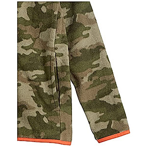 Amazon Essentials Boys' Polar Fleece Full-Zip Mock Jacket - Discontinued Colors, Olive Camo, Large