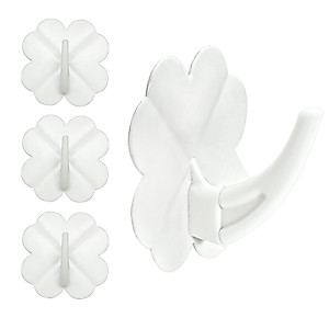 Generic Self Adhesive Towel Hook for Wall Hanging 33 LBS(Max) Waterproof No Damage Heavy Duty Sticky Hooks for Coat Robe Bathroom Kitchen Bedroom Glass Window Keys Hanger 4 PCS (Ivory White)