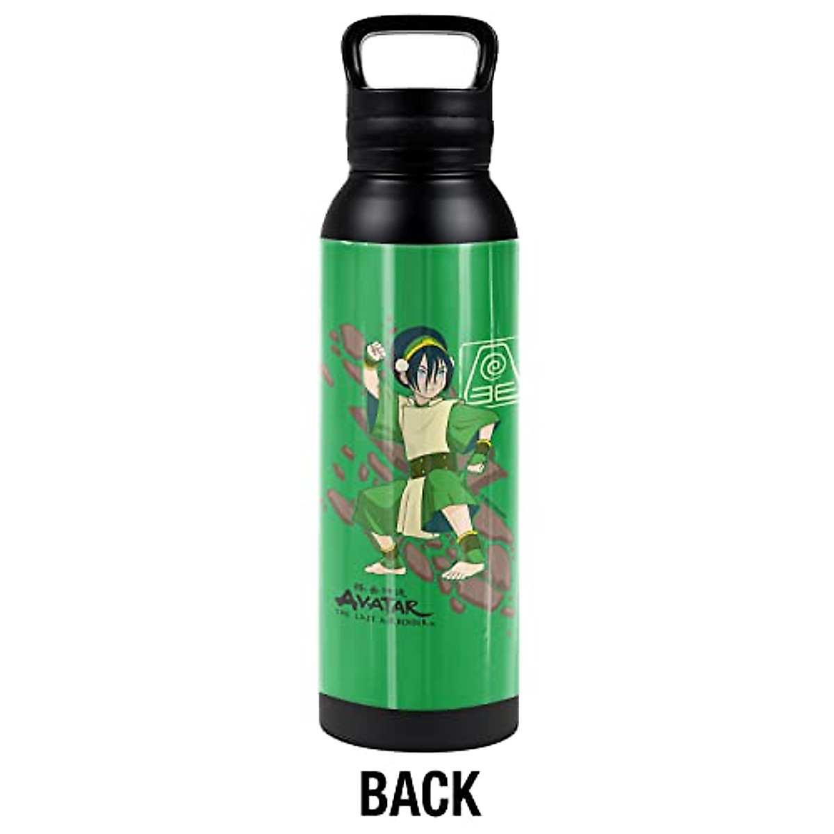 Avatar The Last Airbender OFFICIAL Toph Rock Slide 24 oz Insulated Canteen Water Bottle, Leak Resistant, Vacuum Insulated Stainless Steel with Loop Cap