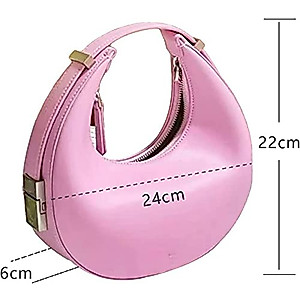 HDHTB Crescent Hobo Bag for Women Y2k Underarm Purse Top Handle Dumpling Handbag with Zipper (pink)