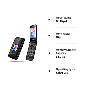Alcatel GO FLIP 4044 4G LTE (Unlocked for All Carriers) Flip Phone for Seniors Big Buttons Easy to Use - Black
