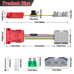 18V to 12V Step Down Converter for Milwaukee M18 Power Wheels Battery Adapter DC 12V 20A 240W Buck Converter Regulator with 30A Fuse & Wire Terminal