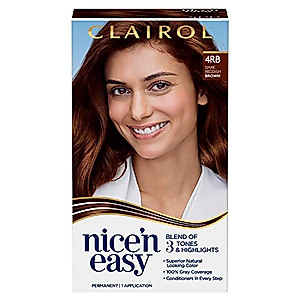 Clairol Nice'n Easy Permanent Hair Dye, 4RB Dark Reddish Brown Hair Color, Pack of 1