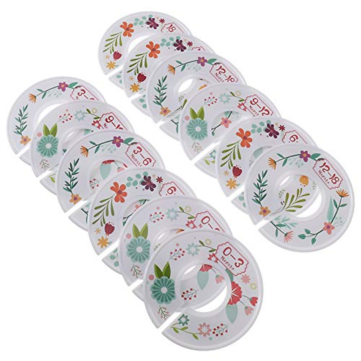 Baluue 24pcscloset Nursery Bedroom Shelf Months or Shelves to Toddler Cartoon Boy Wardrobe Size Age for Flowers from Clothing - Newborn Floral Round Clo Hangers Organizers Printed Infant