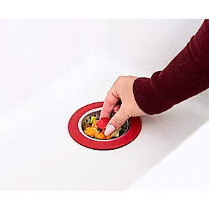 MSC International Black or Red Joie Kitchen Sink Stopper and Strainer Basket, Stainless Steel and Plastic