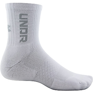 Under Armour Standard 3-Maker Mid-Crew Socks, 3-Pairs, White, Large