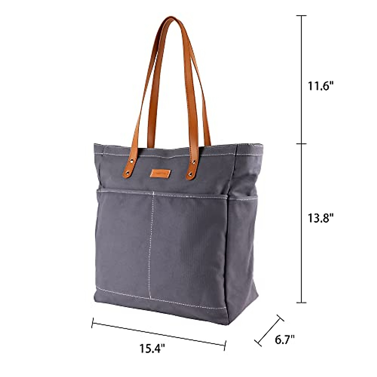 Lamyba Tote Bag for Women, Large Utility Tote Bags with Pockets and Compartments Top Zipper for Teacher Nurse School Work,Grey