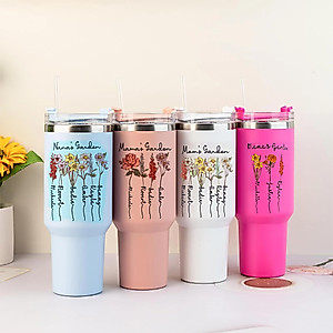 Personalized Birth Month Flower with Kid's Names 40oz Mom Tumbler, Mother's Day Unique Gift 2025, Gift for Grandma, Mother's Tumbler Custom Colors, Personalized Mom Gifts 1