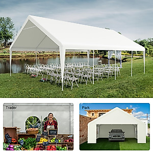 GOJOOASIS Heavy Duty 20 x 26 Car Port Large Metal Shelter Carports Portable Garage Canopy Tent for Parties, Event, RV, Boat (20x26ft)