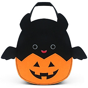 Ohjijinn Halloween Trick or Treat Bags, Cute Bat Pumpkin Candy Bucket Tote Bag, Multipurpose Reusable Felt Bags Basket for Kids Party Favors Gifts Bags
