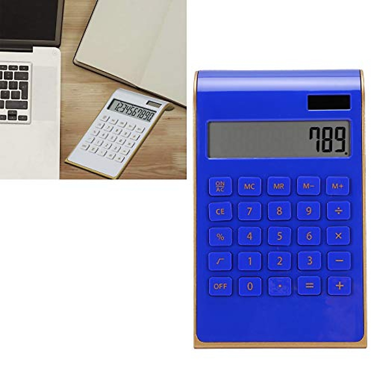 Kadimendium 10 Digits Calculator, Solar Basic Calculator Two Ways to Supply Power LCD Display Financial Calculator Desk Financial Office calculations Basic Mathematics(Blue)