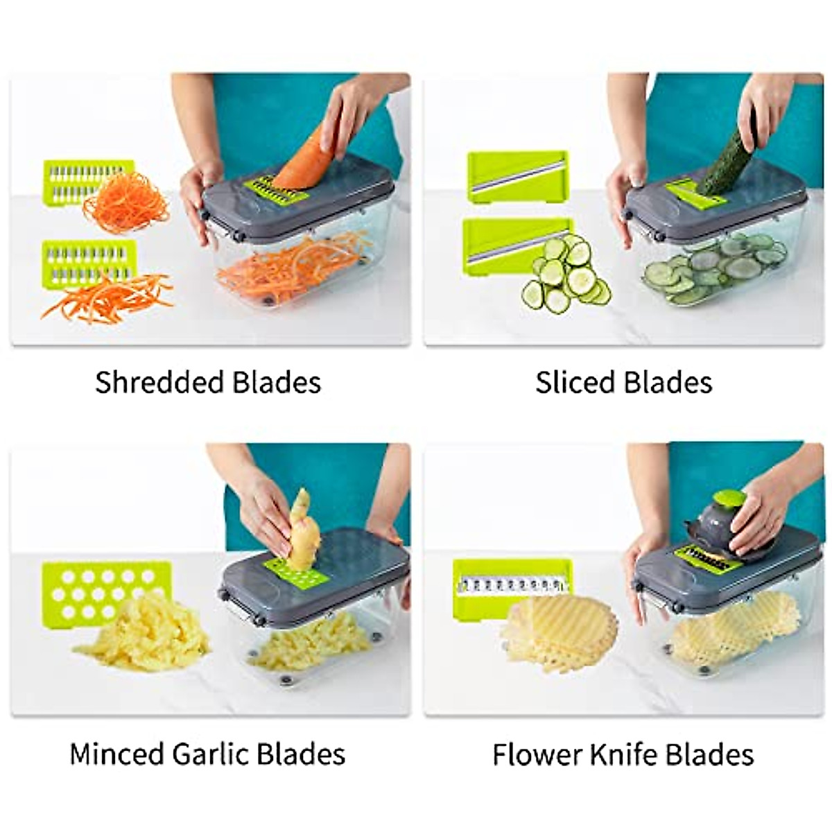 Chopper Vegetable Cutter 22-in-1, Mandoline Slicer with 13 Blades, with Container | Cutter | Egg Slicer | Cheese Grater | Veggie Dicer | Onion Mincer Chopper