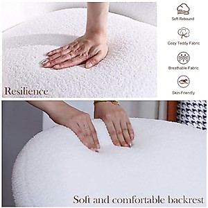 Aimerive Accent Chair, Living Room Teddy Chair Fabric, Modern Upholstered Sherpa Chair with Black Metal Legs, Accent Armchair with Backrest,Comfy Reading Chair for Bedroom,Relaxing,White