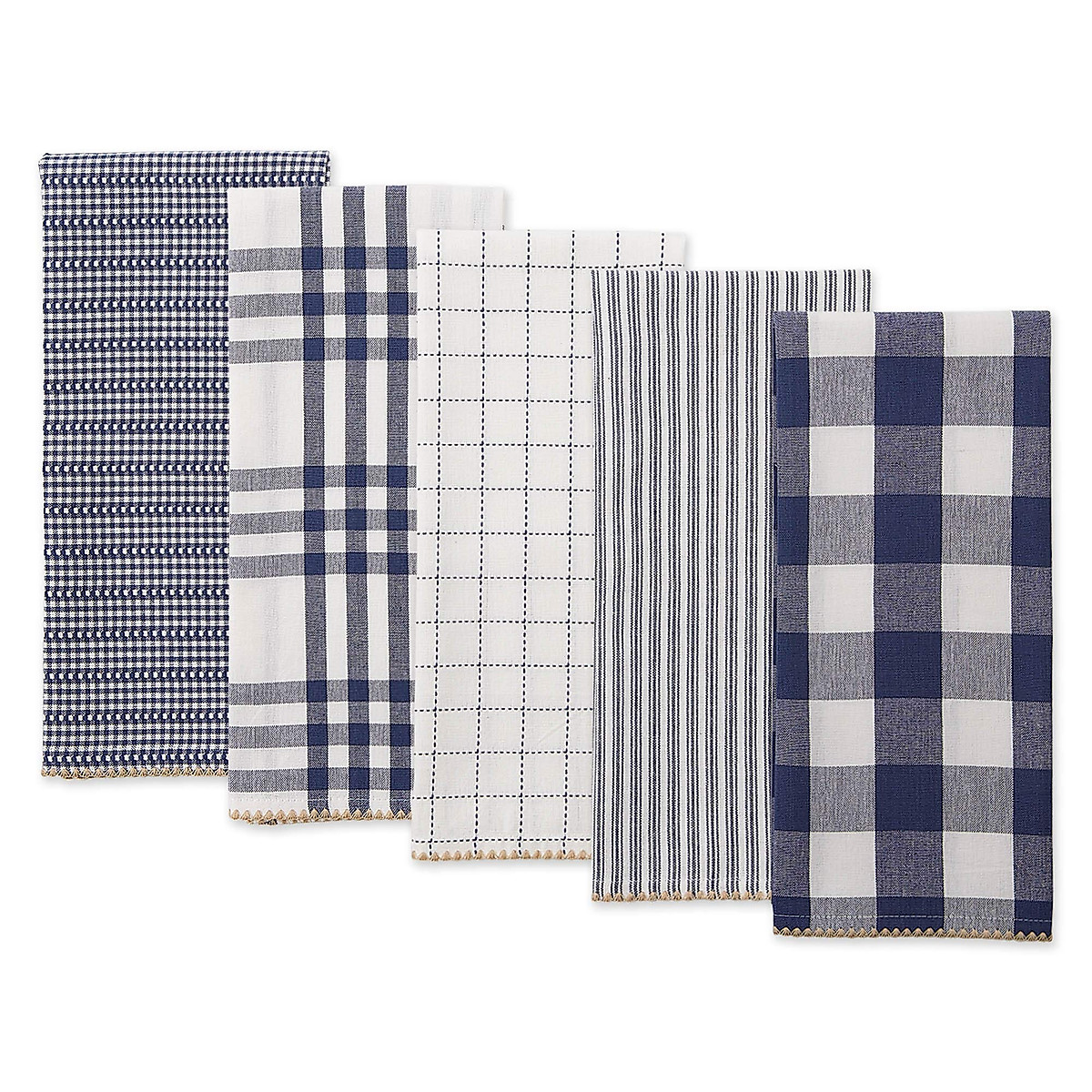 DII Farmhouse Basic Kitchen Collection Decorative & Absorbent Woven, Dishtowel Set, 18x28, French Blue, 5 Piece