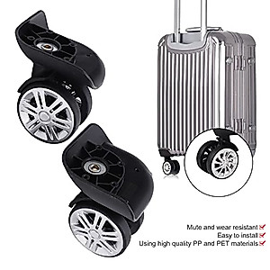 Swivel Luggage Wheels Replacement, 360 Swivel Trolley Suitcase Spinner Repair Mute Wheel Left and Right Dual Roller Bearing Silent Caster Repairing Parts Set Travel Customs Box Case 1 Pair