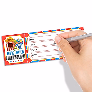 Simimi art Circus Ticket Invitations, Vintage Circus Party, Circus Ticket Birthday Party Invitation, 30 Ticket 30 Envelopes