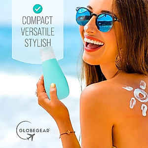 GLOBEGEAR TSA Approved Silicone Travel Bottles Leak Proof & Travel Size Containers for Toiletries Travel Kit with TSA Liquids Travel Bag (model GG3)