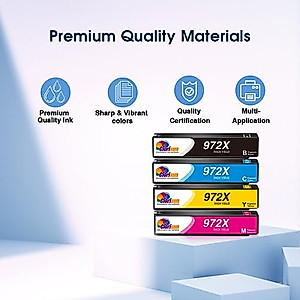 Clorisun 972X 972 Compatible Ink Cartridge for HP 972X 972 972A PageWide Pro 477DW 577DW 377DW 452DW 477DN 452DN 552DW Printer(Black Cyan Magenta Yellow 4-Pack)