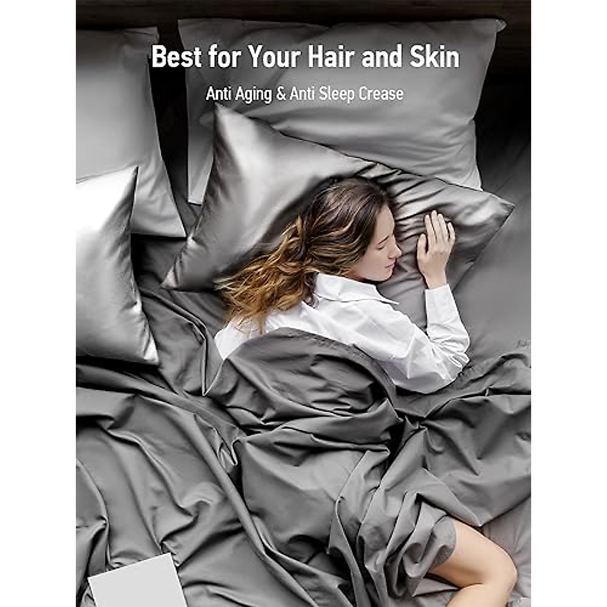 Lacette Silk Pillowcase for Hair and Skin 2 Pack, 22Momme 100% Mulberry Silk & Natural Wood Pulp Fiber Grade 6A Dual-Sided Silk Pillow Cases, Silk Pillow Cover with Zipper (Standard20 x26,Space Gray)