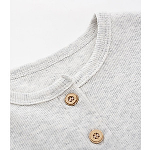 Enfants Chéris Toddler Long Sleeve Henley Boys Girls Ribbed Shirt Light Grey 3T