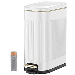 BETHEBEST 4 Gallon/ 15 Liter/Trash Can with Soft Close Lid,Rectangular Trash Can with Removable Wastebasket, Step Trash Can for Bathroom,Kitchen,Office,White