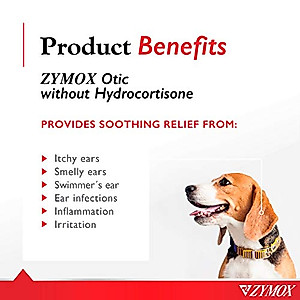 Pet King Brands Zymox Otic Enzymatic Solution for Dogs and Cats to Soothe Ear Infections Without Hydrocortisone for Itch Relief, 1.25oz