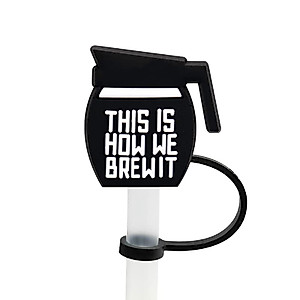 COFFEE cute Straw Tips Covers,Food Grade Reusable Silicone Straw Tip,funny Straw Covers Cap Plugs,Anti-dust Soft Straw Toppers Drinking Straw Tips Lids for 6-10 mm