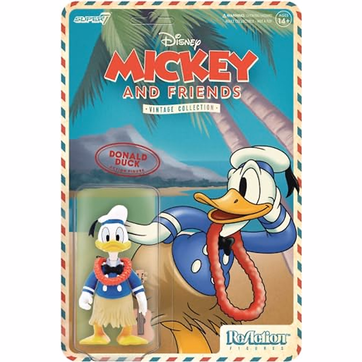 Super7 Disney Hawaiian Holiday Bundle - Mickey, Minnie, Donald Duck, and Goofy - 3.75" Action Figure Classic Movie Collectibles and Retro Toys